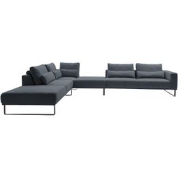 Musterring Ecksofa &raquo;JustB! PM100 bequem, modern, elegant und viel Platz, bodenfrei&laquo; mit Zwischenhocker, wahlweise mit Funktion und Kissen, Ma&szlig;e 290 x 398 blau 85