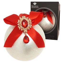 Weihnachtsbaumkugel &raquo;Weihnachtskugel Strassstein, Schleife, Eisdesign wei&szlig; 8cm&laquo; Dekoriert mit Liebe zum Detail rot Glas 8cm