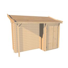 Weka Garten-Ger&auml;teschrank Anbauschrank mit Schleppdach f&uuml;r klassisches Stecksystem beige Massivholz, Metall Einheitsgr&ouml;&szlig;e