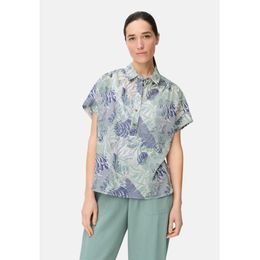Camel Active Kurzarmbluse aus reiner Baumwolle in Jadeblau | Gr.: XL