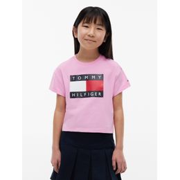 Tommy Hilfiger M&auml;dchen T-Shirtpink daisy, Gr. 6, Single Jersey, Obermaterial: 93% Baumwolle, 7% Elasthan, Shirts, Kinder bis 16 Jahre, mit