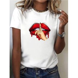 RMK Damen T-Shirt Kuss WEISS-Rot | Gr.: M