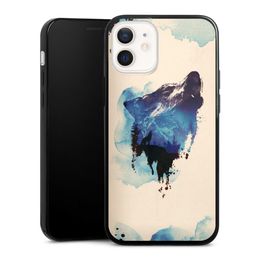 DeinDesign iPhone 12 mini Handy Slim Case extra d&uuml;nn Silikon Handyh&uuml;lle schwarz H&uuml;lle Graphic Wolf Illusion Silikon Slim Case