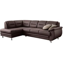 Sit & More sit&more Ecksofa &raquo;Mailand L-Form, B: 250 cm, zeitloses Design, Komfortpolsterung&laquo; optional Schlaffunktion, Liegefl&auml;che: 194x122cm, Leder braun Luxus-