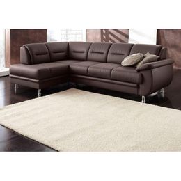 Sit & More sit&more Ecksofa &raquo;Mailand L-Form, B: 250 cm, zeitloses Design, Komfortpolsterung&laquo; optional Schlaffunktion, Liegefl&auml;che: 194x122cm, Leder braun Luxus-