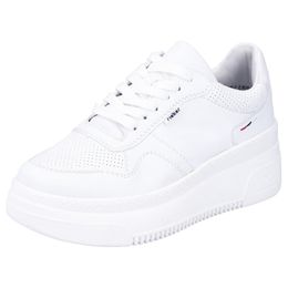 Rieker Damen Plateausneaker mit loser Einlage, Freizeitschuh, Halbschuh, Schn&uuml;rschuh wei&szlig; 42