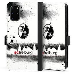 DeinDesign Galaxy S20 Plus 5G Handy Klapph&uuml;lle Handyh&uuml;lle aus Kunst Leder schwarz Flip Case Skyline Sc Freiburg Logo Sideflip mit Lasche