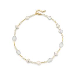 Firetti Damen Perlenkette &raquo;Schmuck Geschenk Halsschmuck Halskette Silberkette Kugelkette Perle&laquo; Made in Germany - mit Bergkristall und 