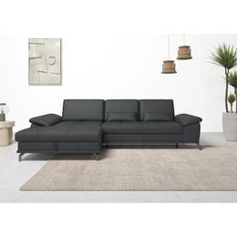 OTTO home Ecksofa &raquo;Costello L-Form, B: 301cm, Sitztiefen & Armteilverstellung, Federkern&laquo; 3 Nierenkissen, optional Schlaffunktion & Bettkasten schwarz