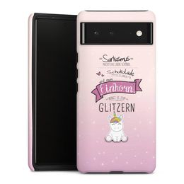 DeinDesign Google Pixel 6 Handy Panzer Handyh&uuml;lle robuste Outdoor H&uuml;lle Schutzh&uuml;lle matt Glitzer Statement Einhorn Tough Case