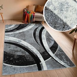 OTTO home Teppich &raquo;Flow, geometrisches Design&laquo; rechteckig 9 mm H&ouml;he grafisch, abstrakt, elegant, Wohnzimmer, Schlafzimmer grau Kunstfaser B : 120cm 1 