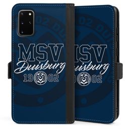 DeinDesign Galaxy S20 Plus 5G Handy Klapph&uuml;lle Handyh&uuml;lle aus Kunst Leder schwarz Flip Case Soccer Merchandise Msv Duisburg Sideflip mit Lasche