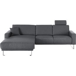 Home Affaire Ecksofa &raquo;Apiro bequem & edel, Breite 278cm, Komfortsitzh&ouml;he, L-Form&laquo; grau B/H/T: 278cm x 87cm x 171cm, Struktur weich, Ottomane links,mit