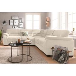 Sit & More sit&more Ecksofa &raquo;Montego L-Form, B: 256 cm, gro&szlig;e Stoffauswahl, Komfort Sitzh&ouml;he 46cm&laquo; wahlweise mit Schlaffunktion und Schubkasten beige Luxus-