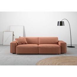 Home Affaire Big-Sofa &raquo;Glimminge auch in Breitcord, Feincord + Easy care-Bezug,&laquo; besondere Kedern&auml;hte Zierkissen braun 100% Polyester B/H/T: 254cm x 