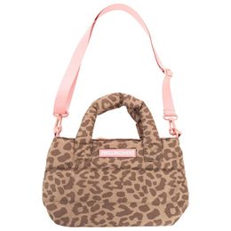 Zwillingsherz Damen Tragetasche &raquo;"Leo allover"&laquo; Animalprint, pinkes Logo, abnehmbarer Schulterriemen braun B/H/T: 29cm x 20cm
