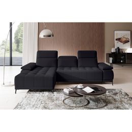 WERK2 Ecksofa &raquo;Focus-S 277 x 177 cm modern und bequem&laquo; Luxus-Microfaser weich, L-Form, XXL, elektrische Sitztiefenverstellung schwarz 92% Polyester, 8