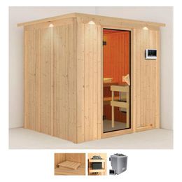 Karibu Sauna &raquo;Sodin&laquo; Set, Ofen 9 KW externe Strg easy beige Saunaofen, externe Steuerung, 9 kW