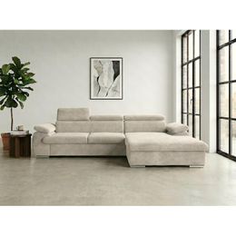 WERK2 Ecksofa &raquo;Cosmo 282 x 192 cm modern und bequem&laquo; Cord, L-Form, XXL, Schlaffunktion, Bettkasten, verstellbare Kopfteile 90% Polyester, 10% Nylon B/