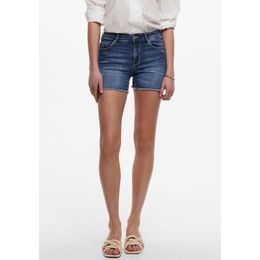 Only Damen Only Jeansshorts &raquo;ONLBLUSH &ndash; Jeansshorts mit fransigem Saum&laquo; Abriebeffekte, modisch, skinny fit, Rundhals, regular fit blau M (38), N-Gr