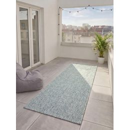 benuta Basic In- & Outdoor-Teppich Iowa Blau 80x300 cm - Teppich f&uuml;r Balkon, Terrasse & Garten