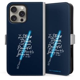 DeinDesign iPhone 16 Pro Handy Klapph&uuml;lle Handyh&uuml;lle aus Kunst Leder wei&szlig; Flip Case Star Wars Obi-Wan Kenobi Lightsaber Sideflip mit Lasche