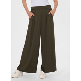 Ragwear Damen Schlaghose "LOGGAN", gr&uuml;n, Gr. M, unifarben, Twill, Obermaterial: 100% Viskose, Hosen, lockere Passform, langer Schnitt, aus Viskose,