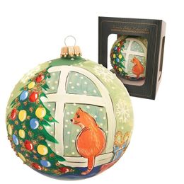 Weihnachtsbaumkugel &raquo;Weihnachtskugel Katze am Fenster mehrfarbig 10cm&laquo; Dekoriert mit Liebe zum Detail bunt Glas 10cm