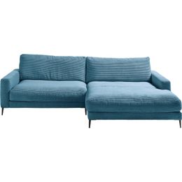 Home Affaire Ecksofa &raquo;Downtown, B/T/H: 272/190/84 cm L-Form&laquo; weicher Sitzkomfort auch in Cord und Boucl&eacute;, incl. Zierkissen blau 88% Polyester, 12% 
