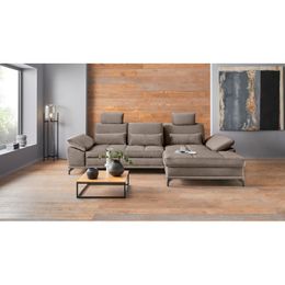 OTTO home Ecksofa &raquo;Costello L-Form, B: 301cm, Sitztiefen & Armteilverstellung, Federkern&laquo; 3 Nierenkissen, optional Schlaffunktion & Bettkasten beige 