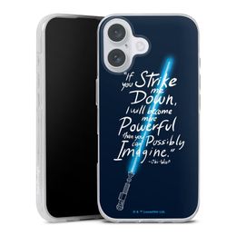 DeinDesign iPhone 16 Plus Handy Silikon H&uuml;lle Case transparent Handyh&uuml;lle Star Wars Obi-Wan Kenobi Lightsaber Silikon Case