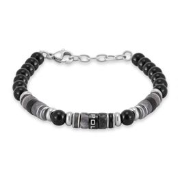 Police Herren Armband &raquo;Cylindra&laquo; mit Achat, Labradorit 21,5cm, Edelstahl