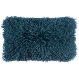 Pad Dekokissen &raquo;GLORY, Kissenh&uuml;lle&laquo; echtes Lammfell, extravagant und luxuri&ouml;s, 30x50 cm oder 40x40 cm blau Lammfell, Polyester B/L: 30cm x 50cm, 1 Stk
