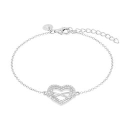 Tom Tailor Damen Tom Tailor Armband &raquo;Schmuck Geschenk Silber 925 Herz Infinity Unendlichkeitsschleife&laquo; mit Zirkonia (synth.) silber 20cm, Silber 925 (
