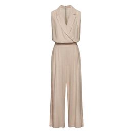 Lascana Overall beige Gr. 46 f&uuml;r Damen. Mit V-Ausschnitt. Figurumspielend