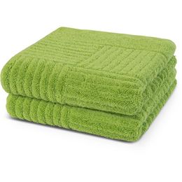 Ross Handt&uuml;cher &raquo;CARRE&laquo; 100% Baumwolle, Rippenstruktur, gro&szlig;e Farbauswahl gr&uuml;n Frottier, Frottier B/L: 50cmx100cm, 2 Stk., Frottier