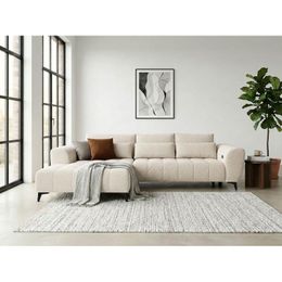 WERK2 Ecksofa &raquo;Garay 287 x 220 cm modern und bequem&laquo; Waffelcord, L-Form, XXL, elektrische Sitztiefenverstellung beige 100% Polyester B/H/T: 287cm x 