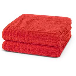 Ross Handt&uuml;cher &raquo;CARRE&laquo; 100% Baumwolle, Rippenstruktur, gro&szlig;e Farbauswahl orange Frottier, Frottier B/L: 50cmx100cm, 2 Stk., Frottier