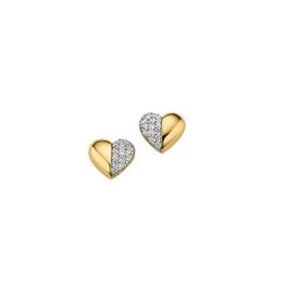 Firetti Damen Paar Ohrstecker &raquo;Schmuck Geschenk Gold 333 Ohrschmuck Herzen bicolor&laquo; mit Zirkonia (synth.) gold Gelbgold 333