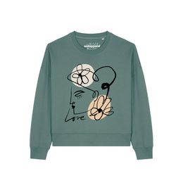 Watapparel Sweatshirt 'Self Love ' female size L Light yellow / Grass green / Black / White
