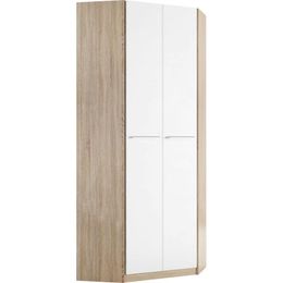 Priess Eckkleiderschrank &raquo;Barcelona Kleiderschrank Eckl&ouml;sung Raumwunder&laquo; in 2 Tiefen Schrank Eckschrank Garderobe wei&szlig; Holzwerkstoff B/H/T: 78cm x 