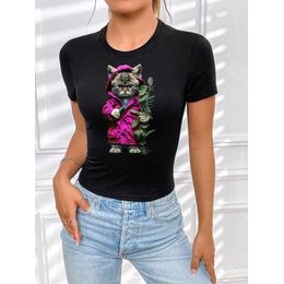 RMK T-Shirt Katze SCHWARZ | Gr.: S