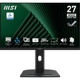 MSI LED-Monitor &raquo;PRO MP275QPG&laquo; 69 cm/27 &prime;&prime; 2560 x 1440 px WQHD 1 Reaktionszeit 100 Hz dreh-, neig-,schwenk-, h&ouml;henverstellbar, Speaker schwarz Neig-, 