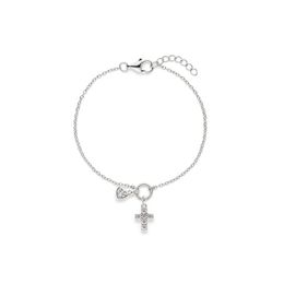 s.Oliver Damen s.Oliver Armband &raquo;Cross, Kreuz-Motiv&laquo; mit Zirkonia (synth.) silber 16cm, Silber 925 (Sterlingsilber)