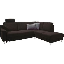 3C Carina Ecksofa &raquo;Korfu L-Form&laquo; incl.- 1 Kopfst&uuml;tze, wahlweise mit Schlafunktion und Stauraum braun Chenille Easy care (100% Polyester);Struktur (100