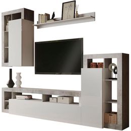 Home Affaire Wohnwand &raquo;Hamburg, Breite 280 cm, modernes Wohnzimmer-Set mit dekorativem Rahmen&laquo; 4 Stk. tlg. wei&szlig; B/H/T: 280cmcm x 210cmcm x 42cmcm