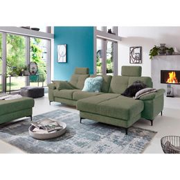 3C Carina Ecksofa &raquo;Burnaby bequem und modern, Breite 296cm, 12cm hoher Fu&szlig;, L-Form&laquo; 2 Kopfst&uuml;tzen, optional mit Schlaf- und motorischer Relaxfunktion 