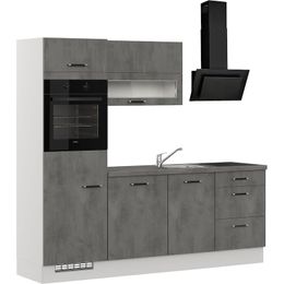 IMPULS K&Uuml;CHEN K&uuml;chenzeile &raquo;Prag, Ausrichtung w&auml;hlbar, Schubk&auml;sten mit Soft-Close&laquo; Set, vormontiert, Breite 230 cm grau B/H/T: 230cm x 206,2cm x 60cm, 
