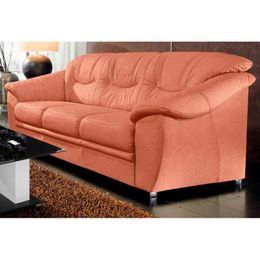 Sit & More sit&more 3-Sitzer &raquo;Savona, B: 198 cm, Federkern, Komfortsitzh&ouml;he 46 cm&laquo; optional Schlaffunktion, Liegefl&auml;che 190x137cm, Stoff- & Lederauswahl orange 