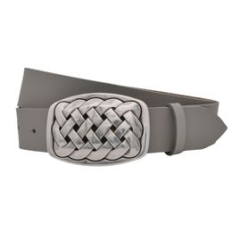 AnnaMatoni Damen Lederg&uuml;rtel "AnnaMatoni AnnaMatoni Damen G&uuml;rtel Echtleder 4cm mit silberner", grau, Gr. 110, 100% Leder, G&uuml;rtel